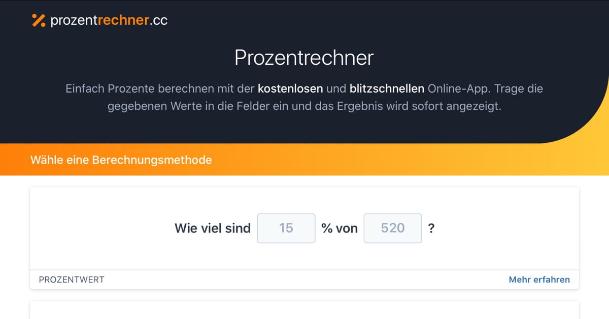 Prozentrechner Einfach Und Schnell Berechnen Prozentrechner cc